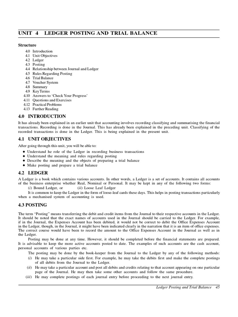 Ledger And Trial Balance Pdf Debits And Credits Bookkeeping