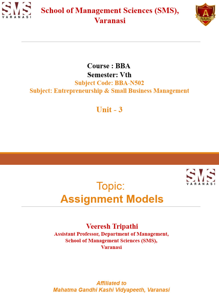 Assignment Models in BBA | PDF | Entrepreneurship | Economies