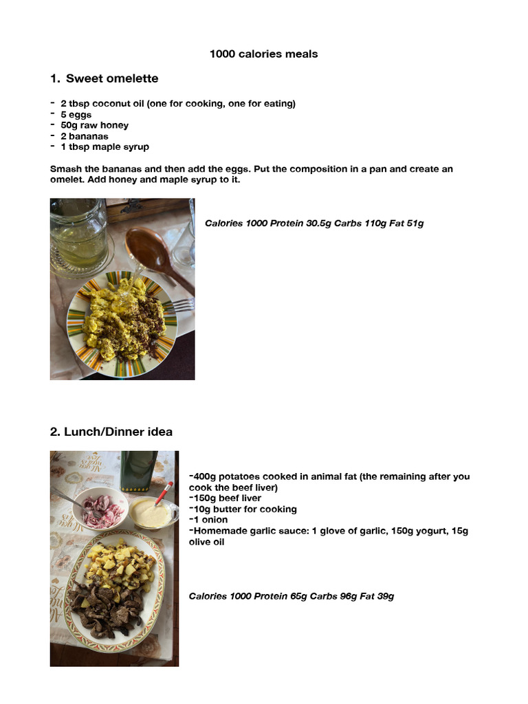 1000 calorie meals | PDF | Lunch | Cooking