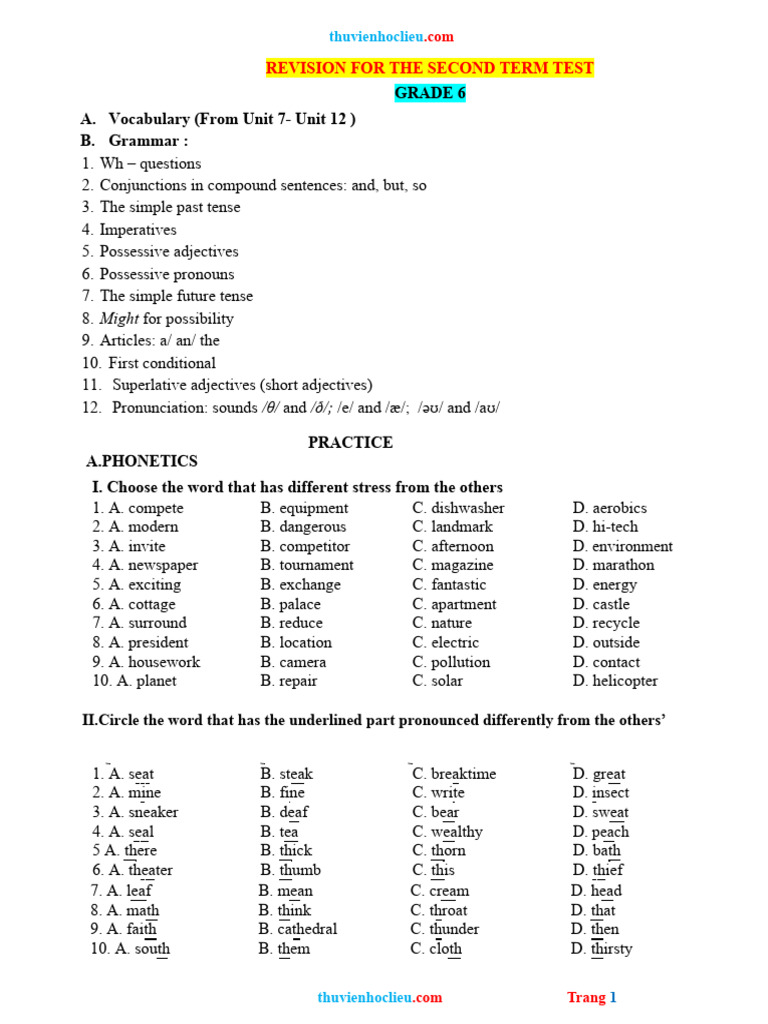 De Cuong On Tap Tieng Anh 6 HK2 Global Nam 22 23 | PDF