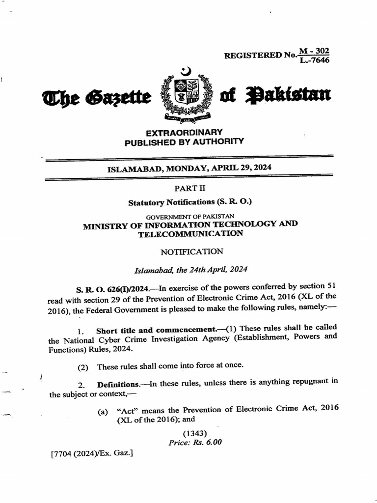 Notified NCCIA Rules | PDF | Federal Government Of The United States ...