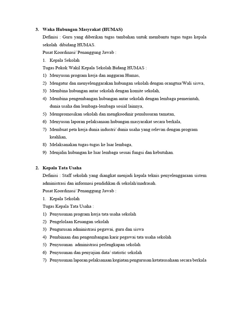 Tupoksi Waka Humas | PDF