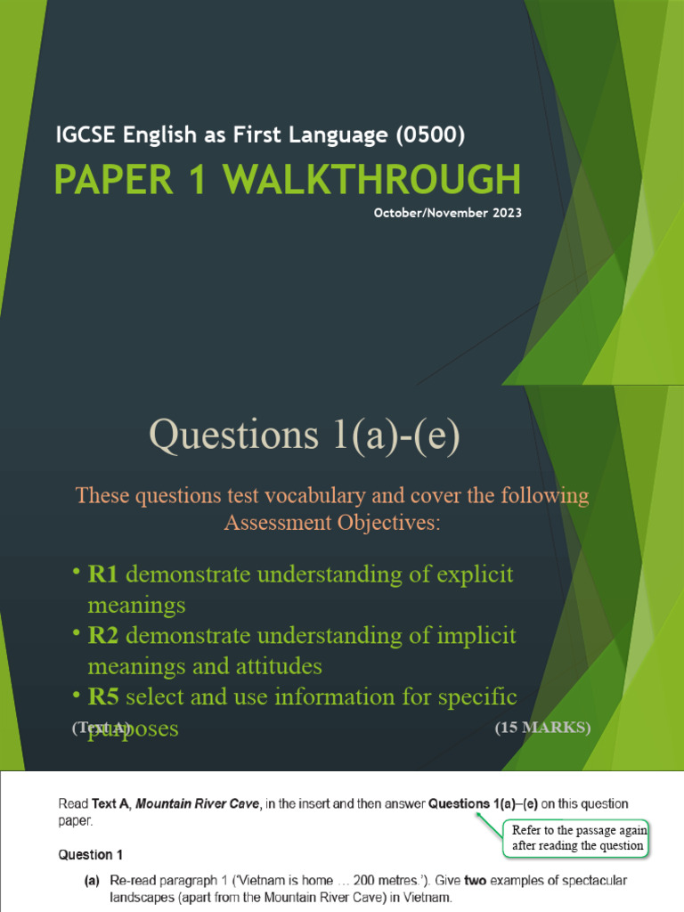 Paper 1 Walkthrough | PDF | Reading Comprehension | Linguistics