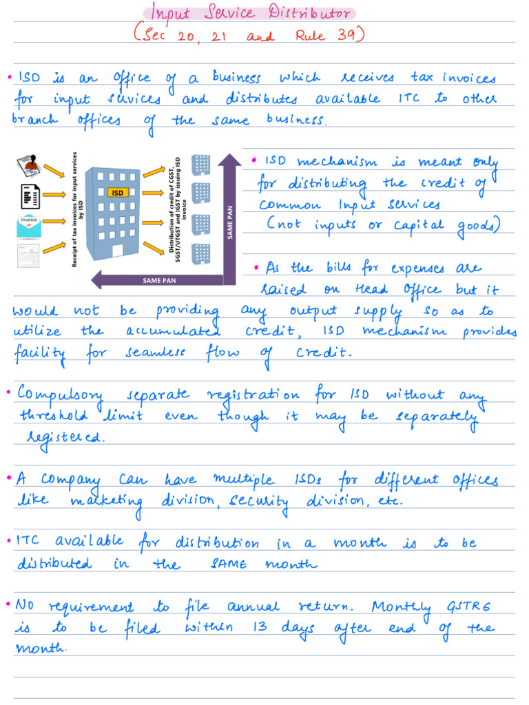 Input Service Distributor (ISD) Explained | PDF | Taxes | Government ...