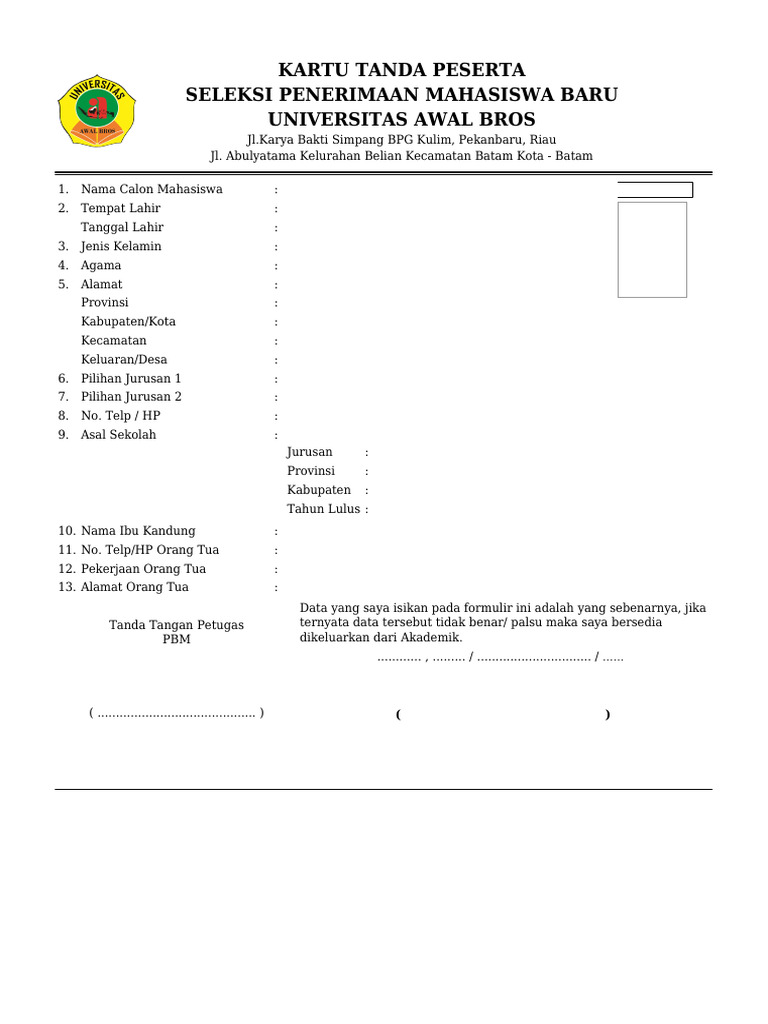 Formulir Pendaftaran SPMB | PDF