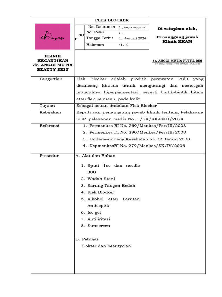 SOP Flek Blocker | PDF