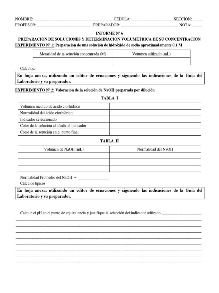 Informe 06 C01 | PDF | Valoración | Química