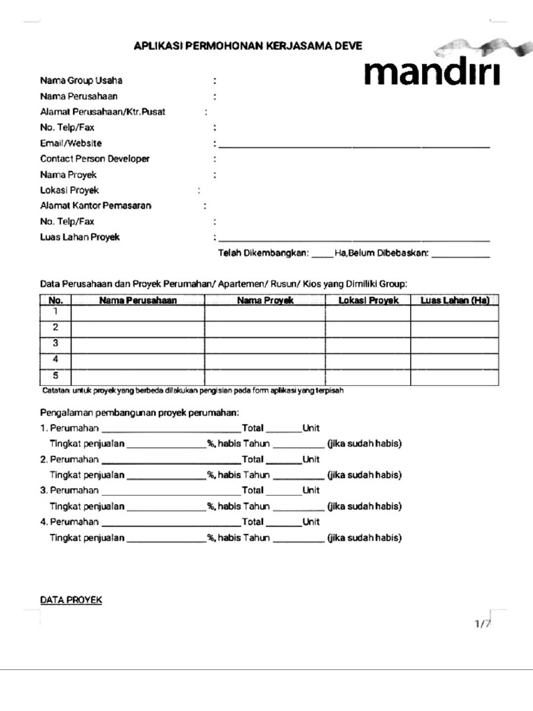 Aplikasi Isian PKS Bank Mandiri | PDF