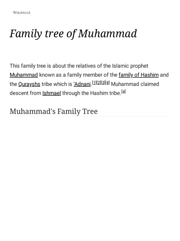 Family Tree of Muhammad - Wikipedia | Download Free PDF | Muhammad | Ali