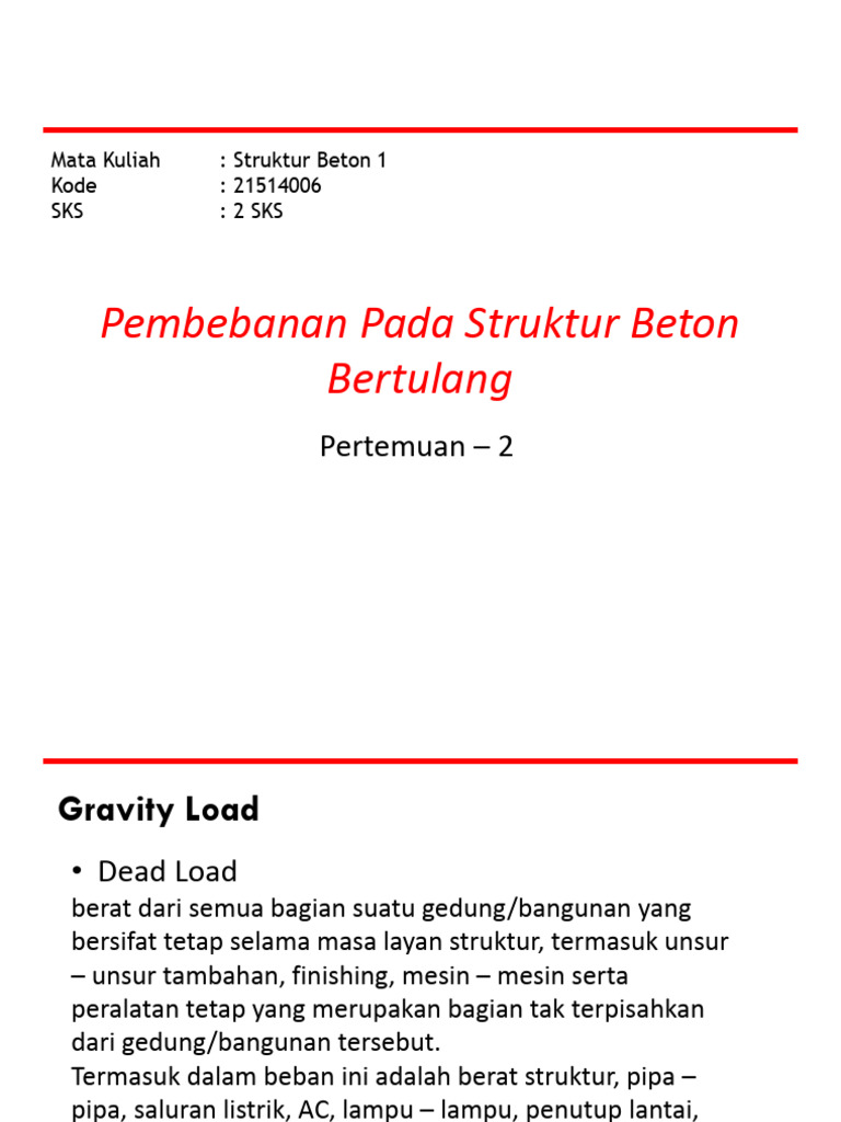 Pembebanan Struktur Beton Bertulang | PDF | Teknologi & Rekayasa