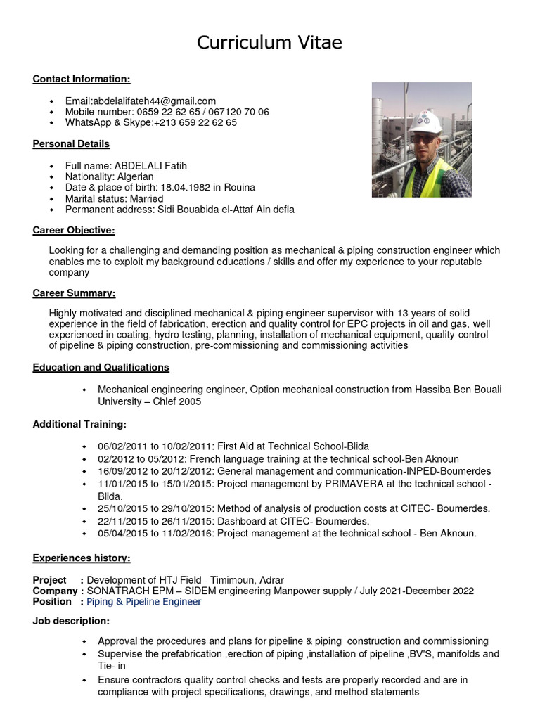 CV-Mechanical-Piping-Engineer | PDF | Pipe (Fluid Conveyance ...