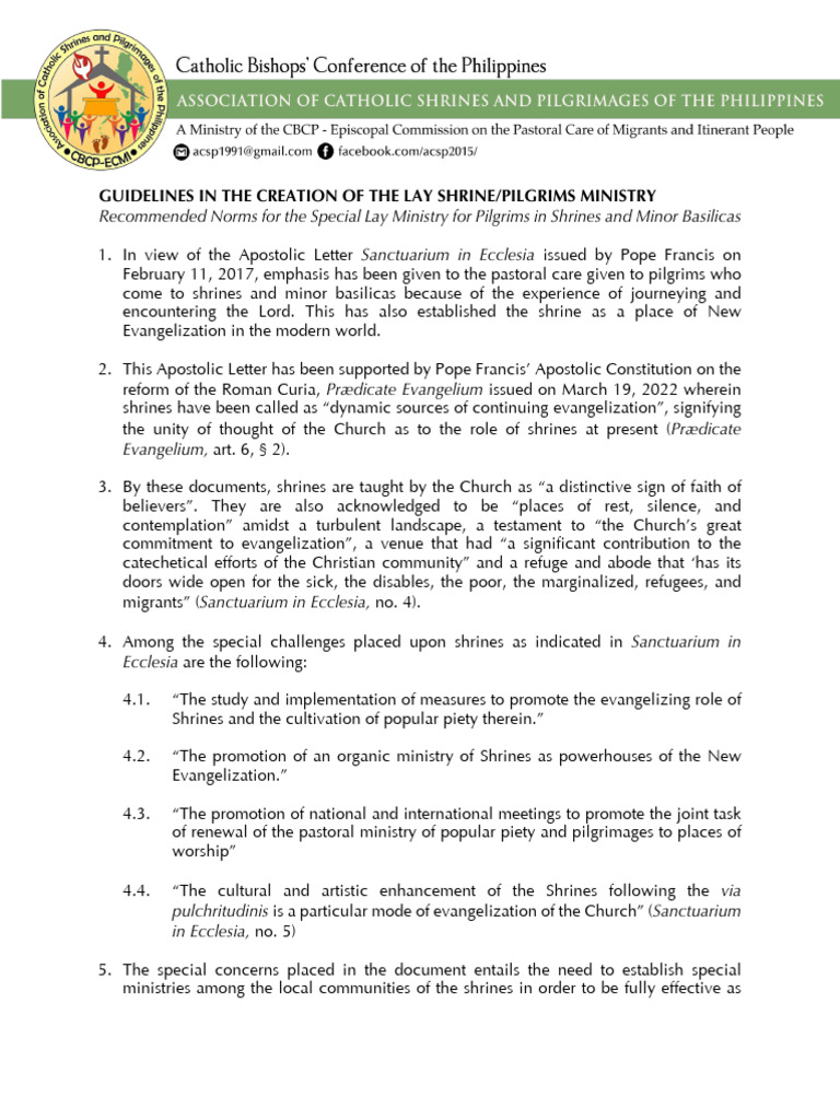Guidelines for Shrine Ministries | PDF | Parish | Catholic Church