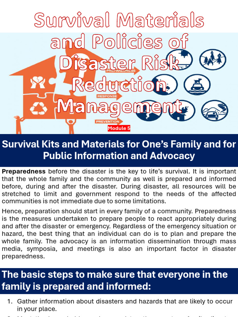 4.5 Survival Materials and Policies of Disaster Risk Reduction | PDF ...