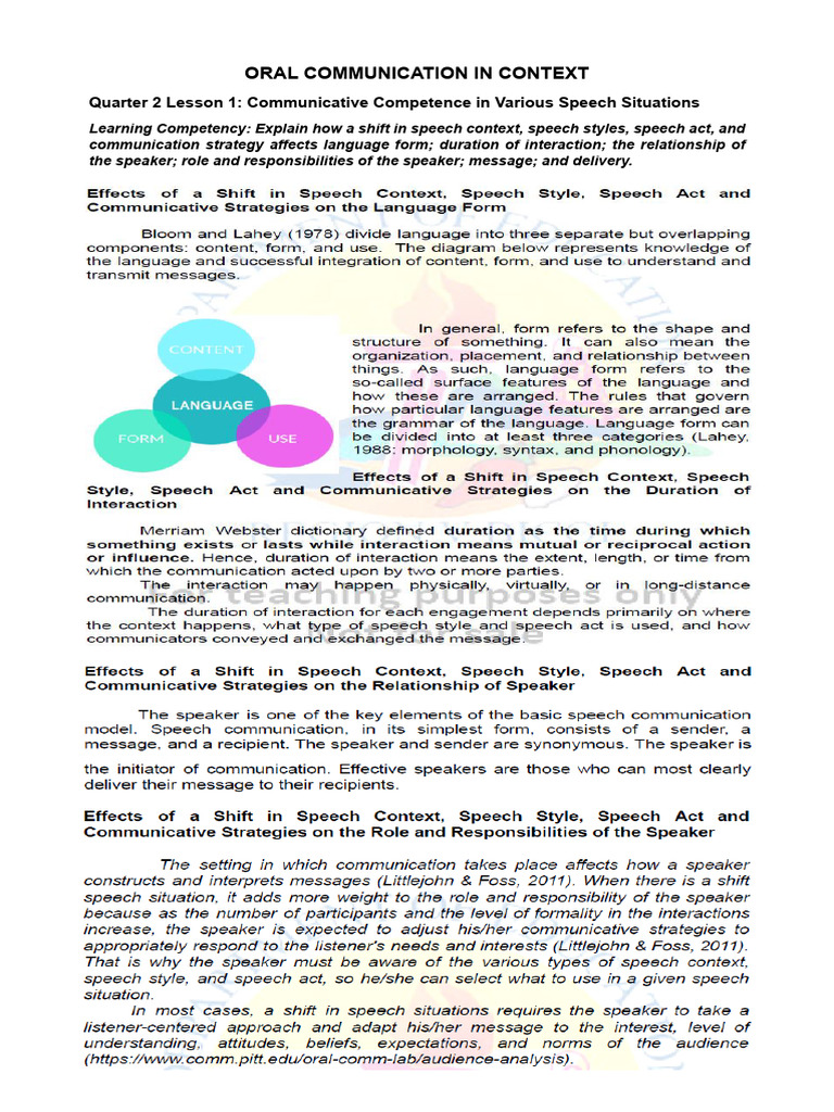 Communicative Competence Strategies in Various Speech Situations | PDF