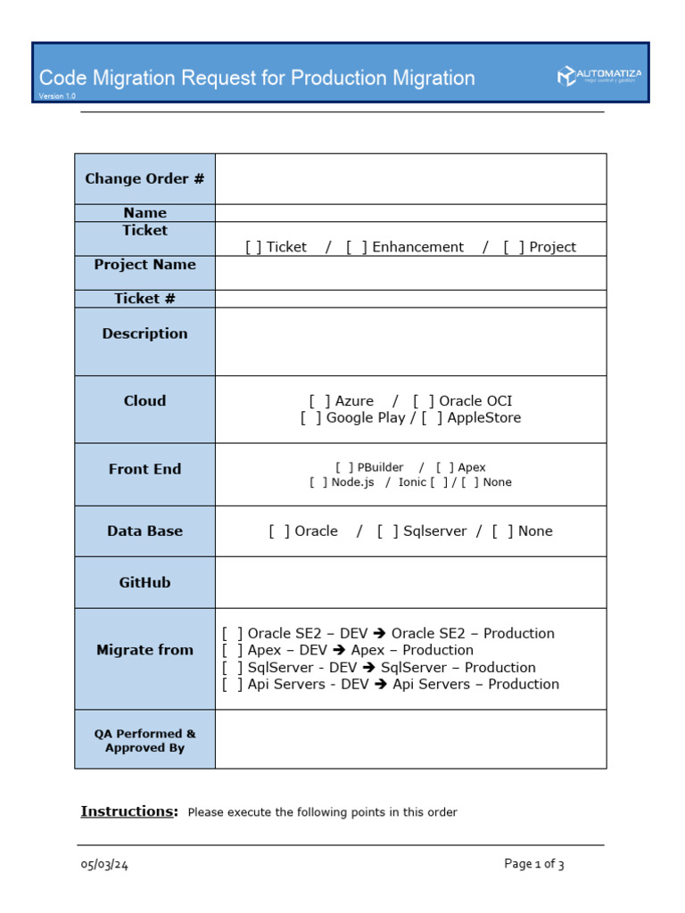 Atmz Code Migration Form Template | PDF | Software | Computing