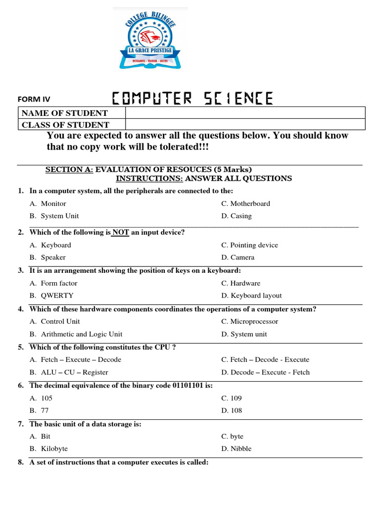 CSC F4 2023-2024 | PDF | Central Processing Unit | Computer Hardware