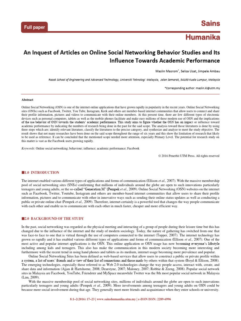 An Inquest of Articles On Online Social | PDF | Social Networking ...