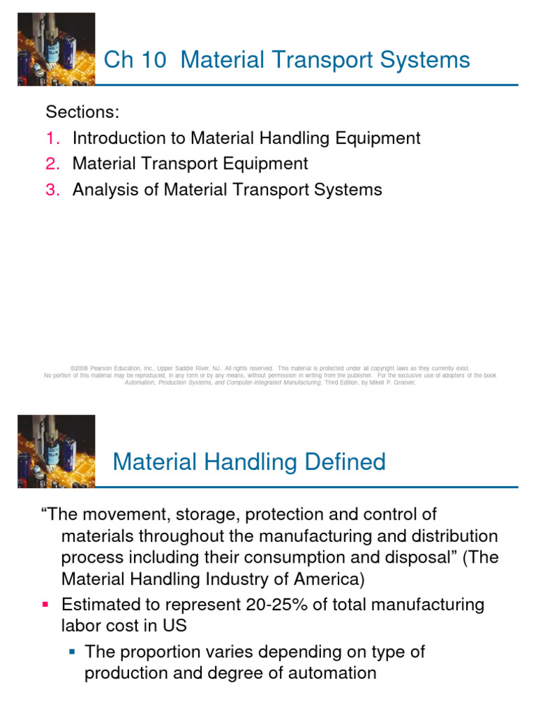 CH 10 Material Transport Systems | PDF | Logistics | Transport