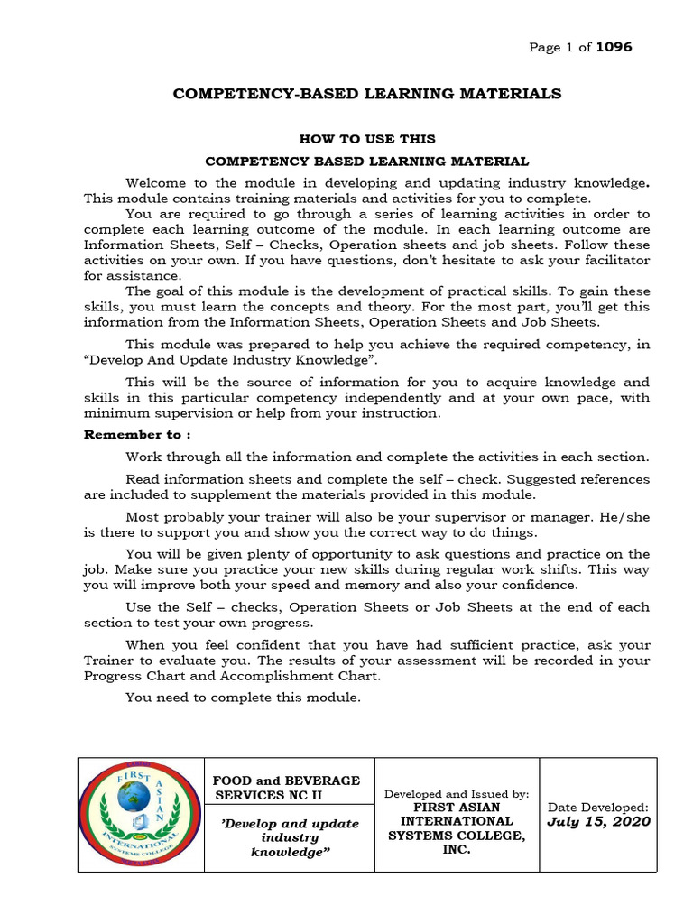 COMMON 1DEVELOP AND UPDATE INDUSTRY KNOWLEDGE - Copy-1 | PDF | Mass ...