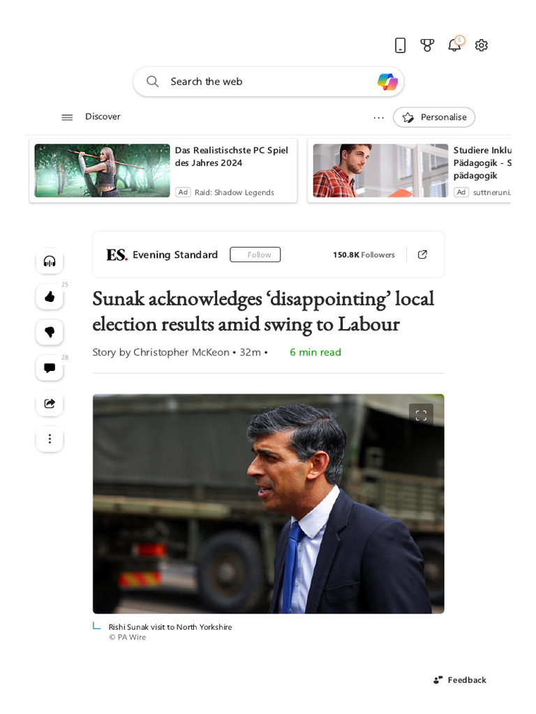 Sunak Acknowledges Disappointing' Local Election Results Amid Swing To ...
