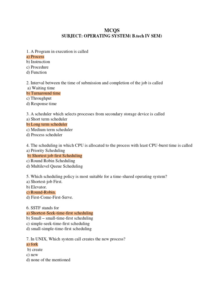 MCQS(OPERATING SYSTEM) | PDF | Scheduling (Computing) | Process (Computing) MCQS(OPERATING SYSTEM) | PDF | Scheduling (Computing) | Process (Computing)