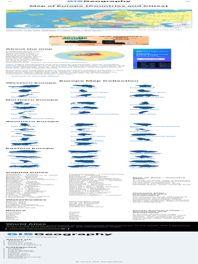 Map of Europe (Countries and Cities) - GIS Geography 2 | PDF | Europe ...