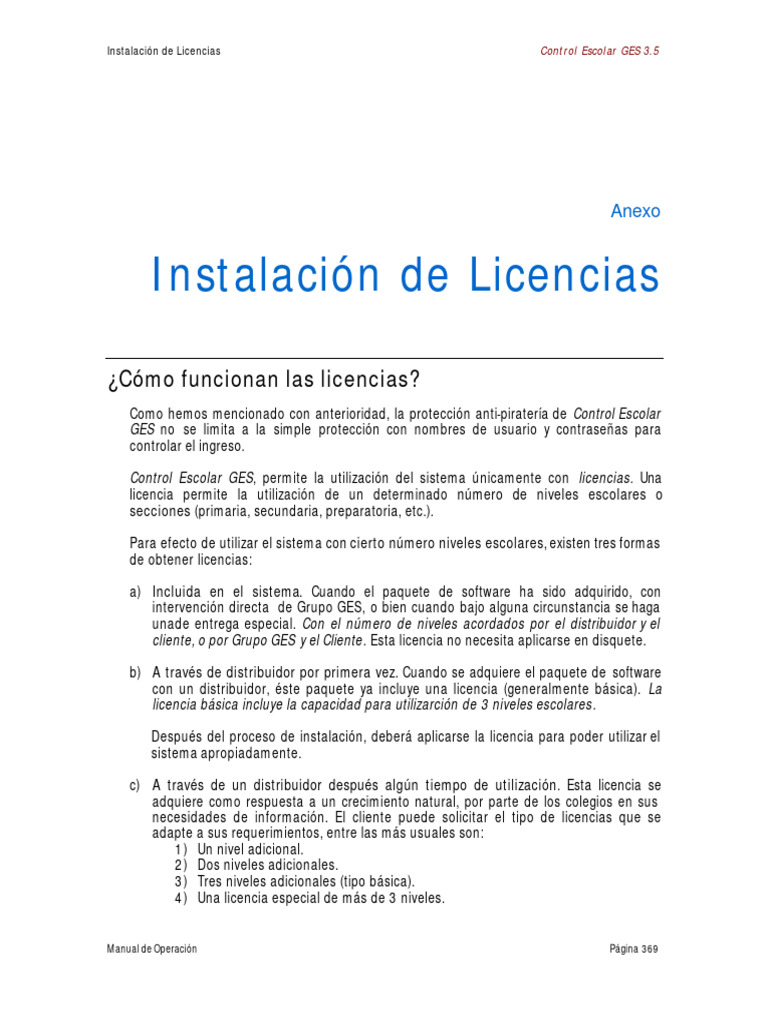 Anexo 1 Instalación de Licencias | PDF | Software | Informática
