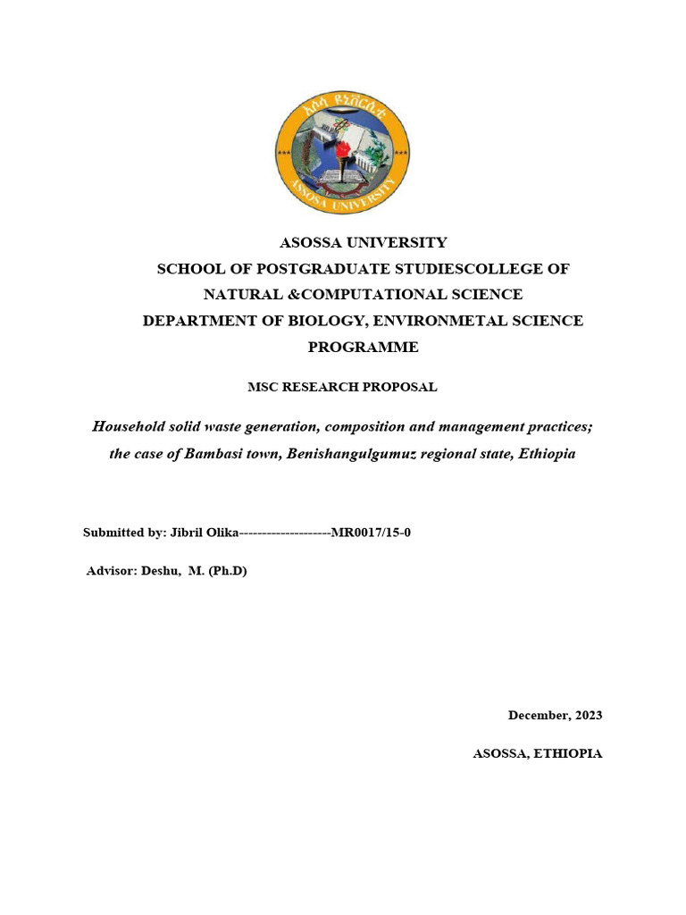3rd Draft Jibril Proposall | PDF | Waste Management | Waste