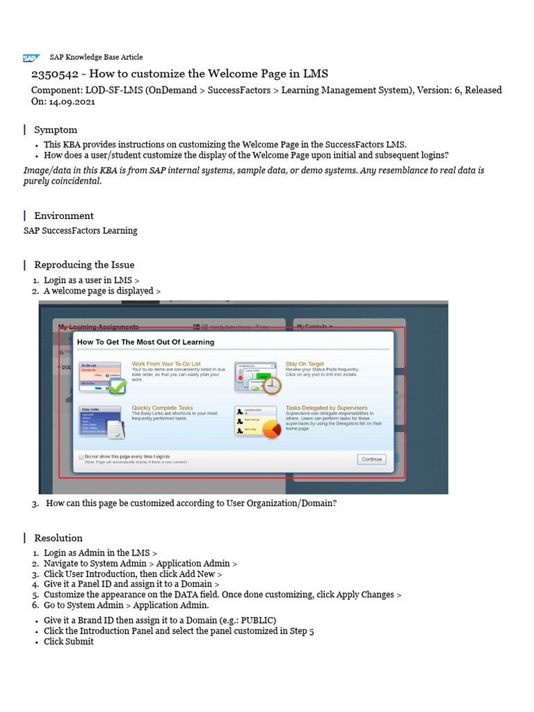 Customize LMS Welcome Page Guide | PDF