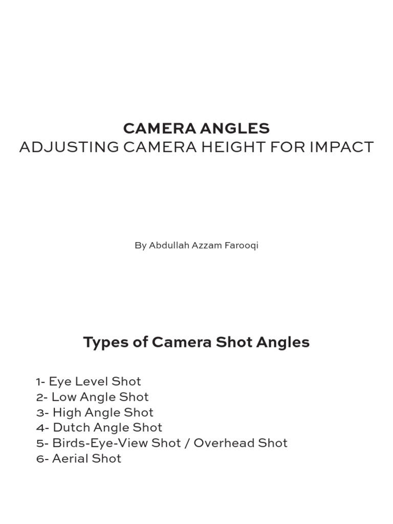 Camera Angles | PDF | Filmmaking