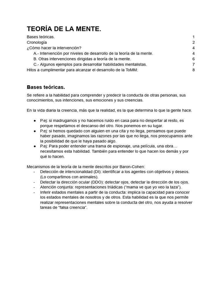 Teoría de La Mente | PDF | Mente | Teoria de la mente