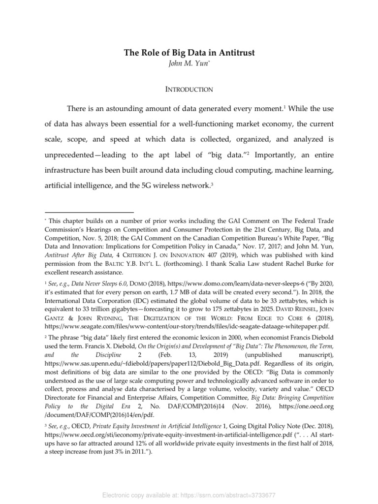 Big Data's Impact on Antitrust Law | PDF | Spotify | Big Data