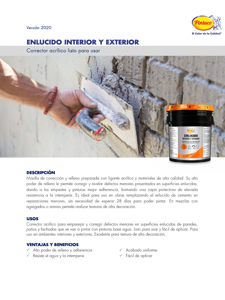 Enlucido Profesional Interior Exterior | PDF | Pintar | Agua