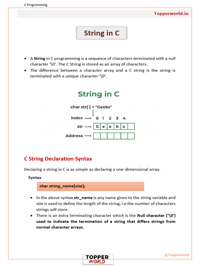 Strings-in-C | PDF | String (Computer Science) | Computer Programming