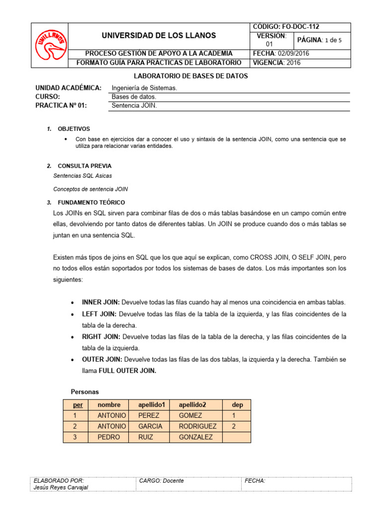 Lab5 Sentencia JOIN | PDF | SQL | Informática