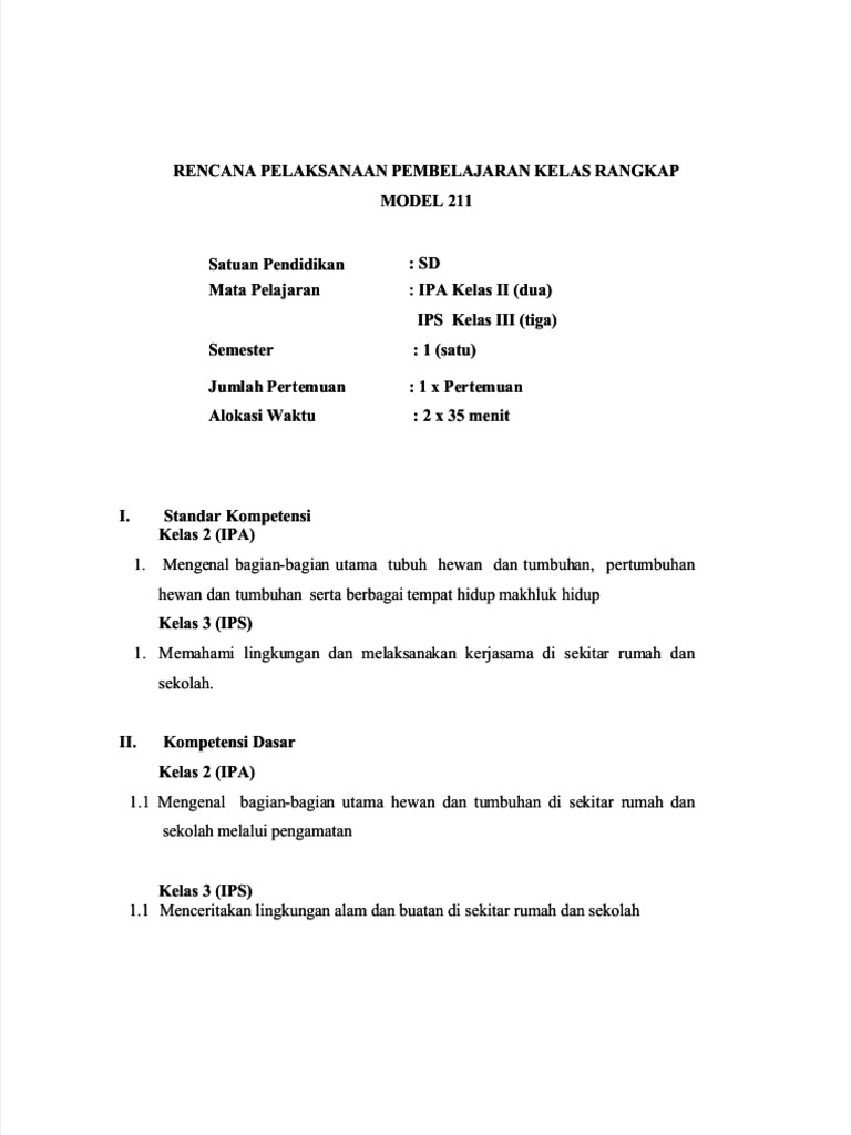 PDF RPP Kelas Rangkap 221 - Compress | PDF
