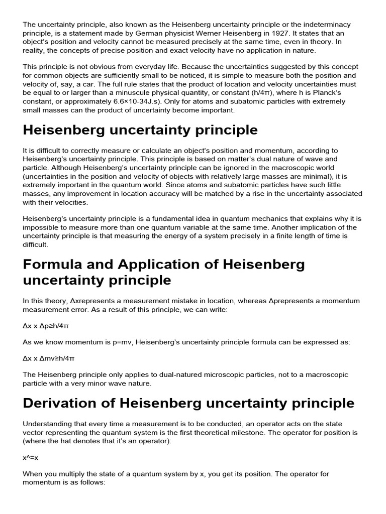 Heisenberg Uncertainty Principle | PDF | Uncertainty Principle | Quantum Mechanics