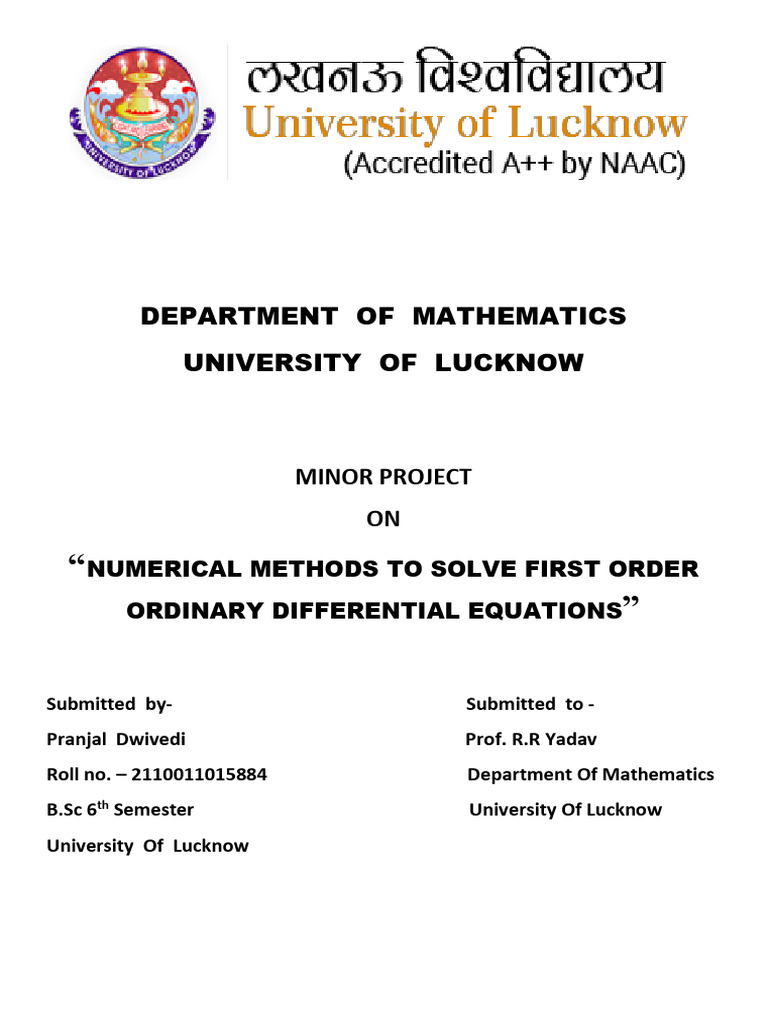 Numerical Methods for Solving ODEs | PDF | Ordinary Differential Equation | Differential Equations