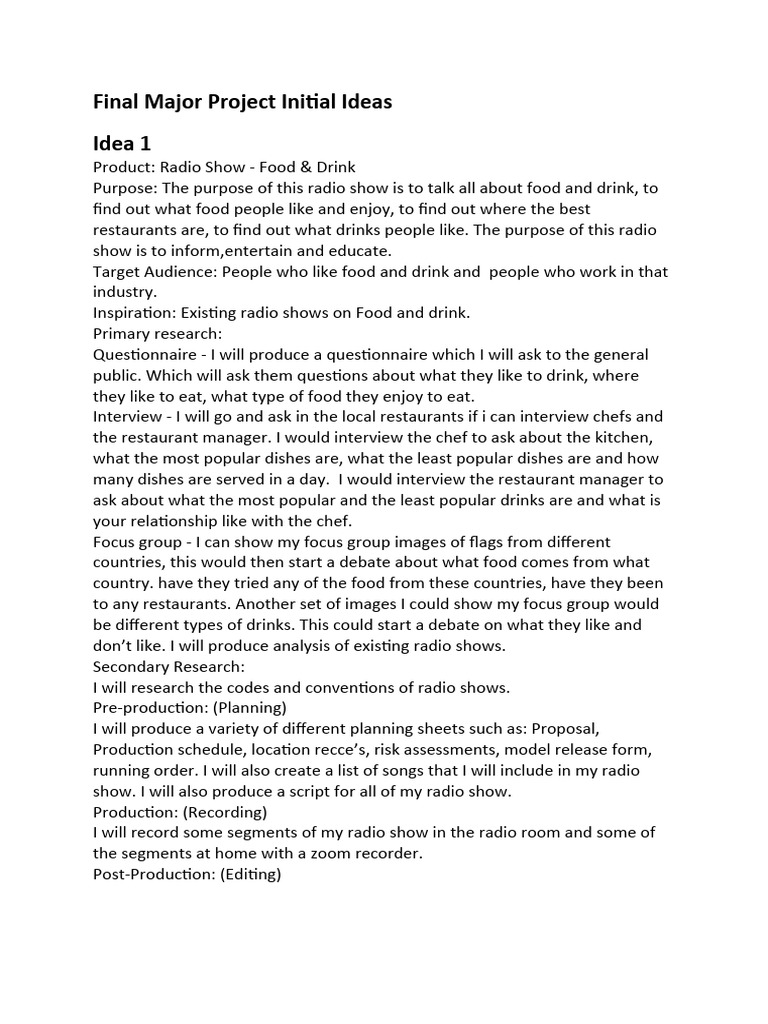 Final Major Project Concepts Overview | PDF | Filmmaking | Mental Disorder