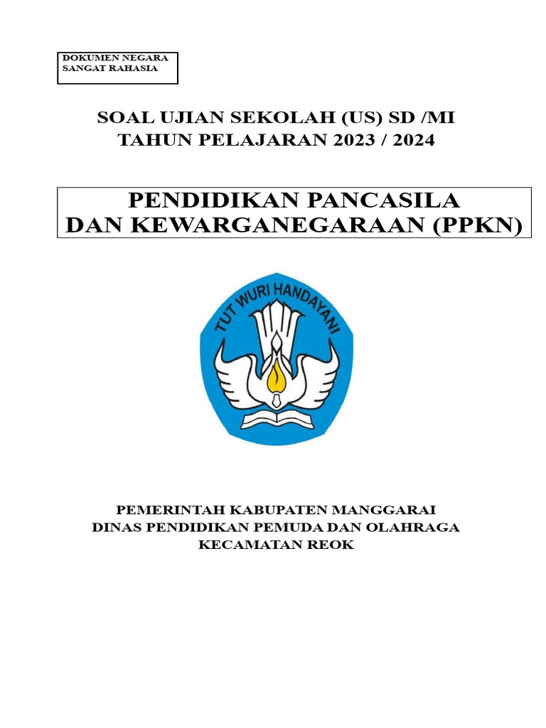 Kartu Soal Us PKN 2024 | PDF | Ilmu Sosial | Kajian Bahasa Asing