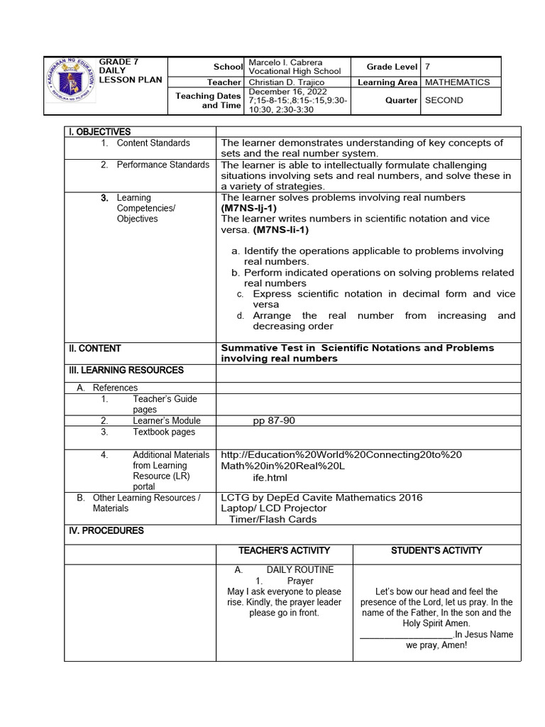 GRADE 7 16 | PDF | Learning | Numbers