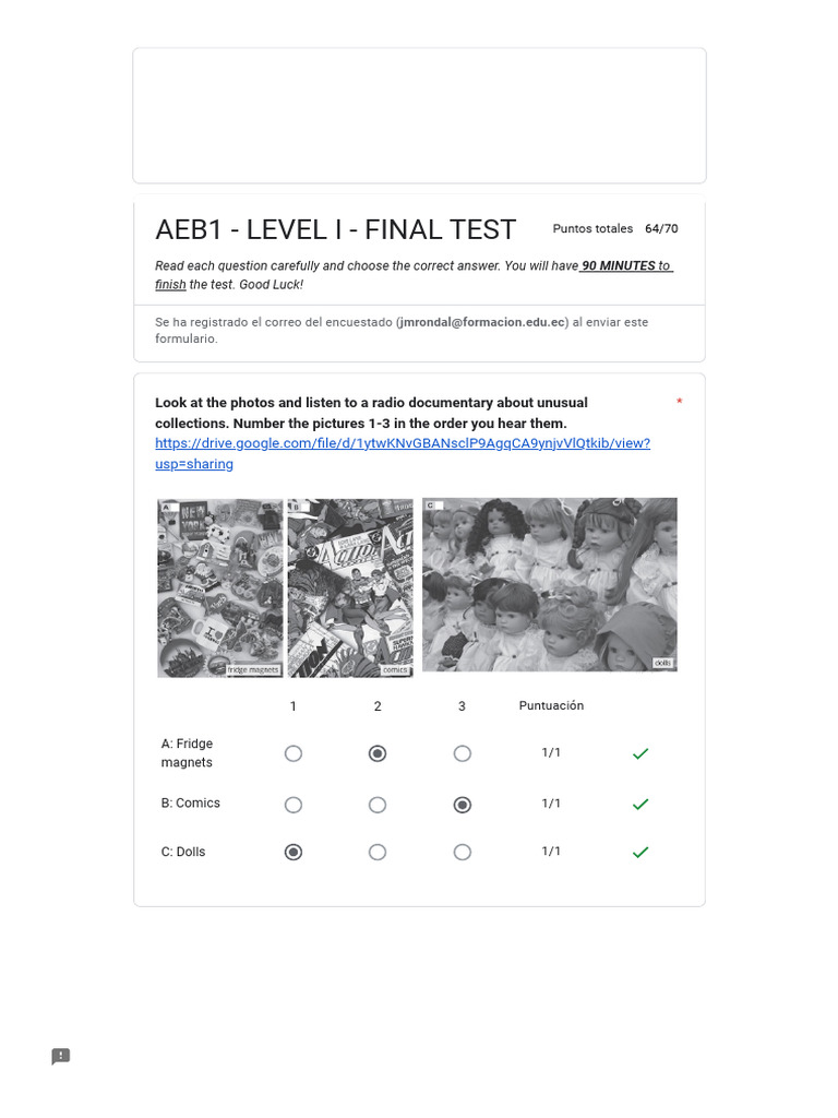 Aeb1 - Level I - Final Test | PDF