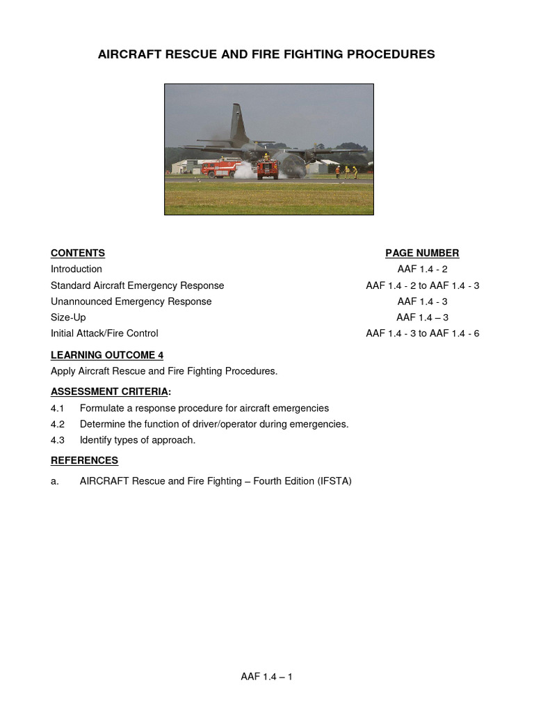 Aircraft Rescue and Fire Fighting Procedures | PDF | Firefighter ...