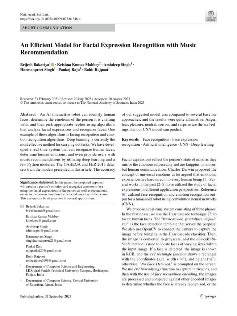 An Efficient Model For Facial Expression Recognition With Music ...