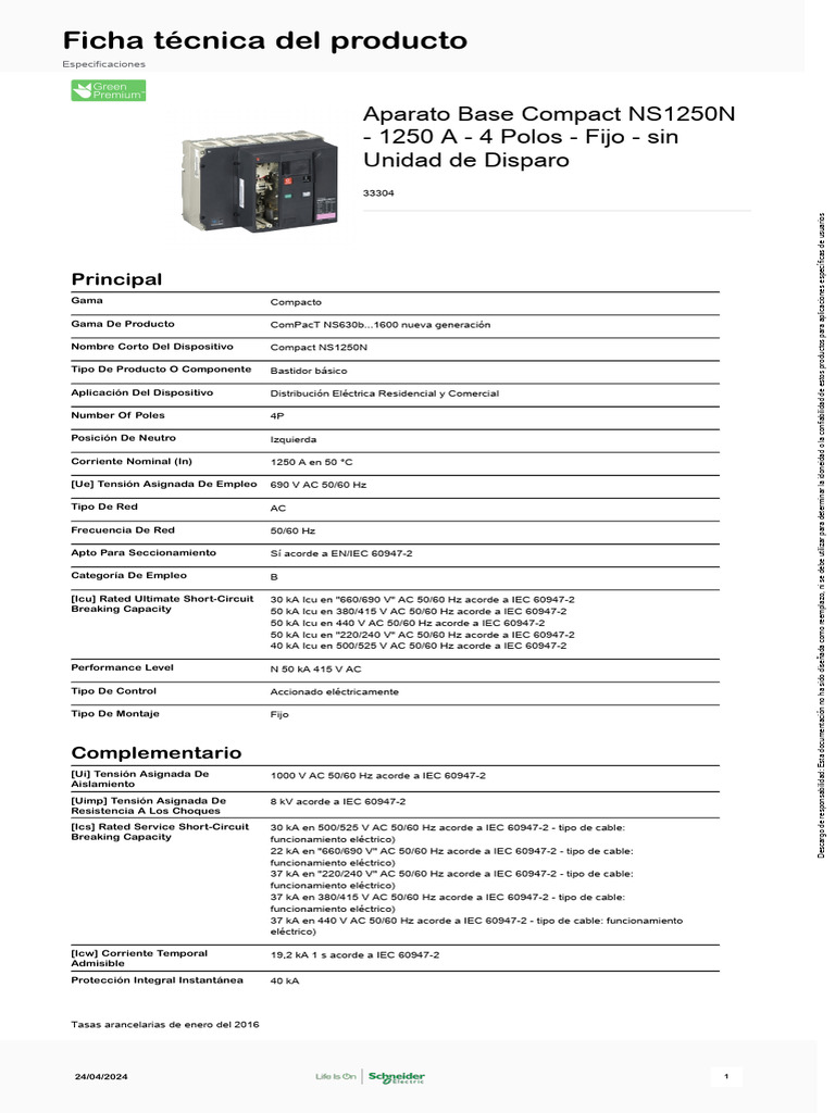 Schneider Electric - Compact-NS-630-A - 33304 | PDF | Ingenieria Eléctrica | Electricidad