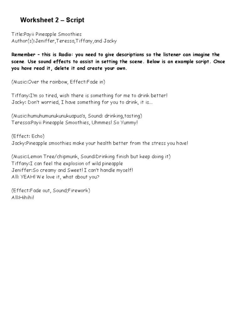 Worksheet 2 - Script | PDF | Art | Self-Improvement