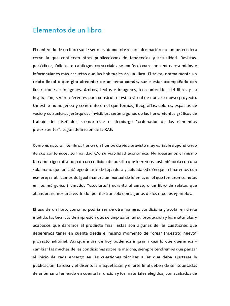 Elementos de Un Libro | PDF | Libros | Publicación