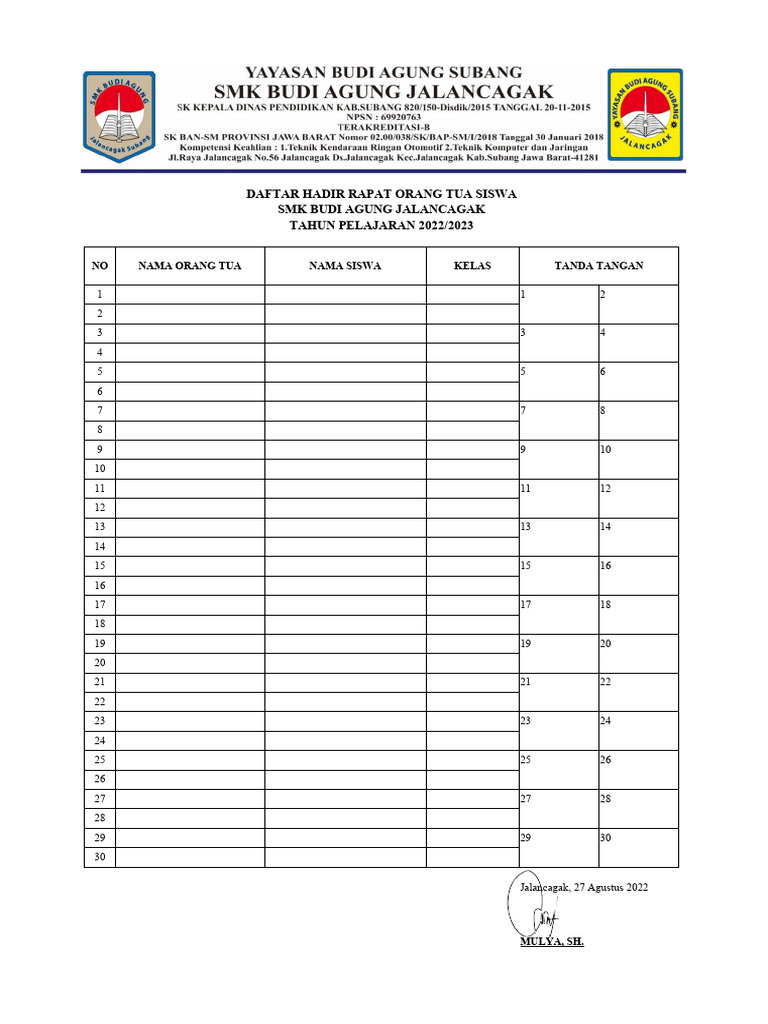 Absen Siswa PLS 2022-2023 | PDF