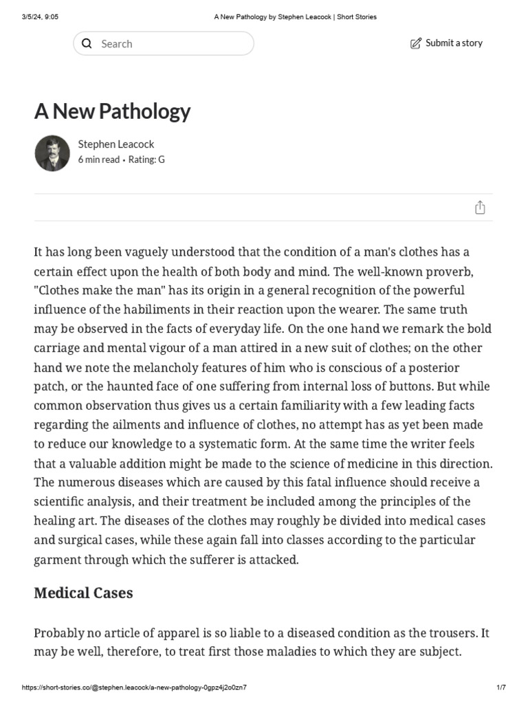 A New Pathology by Stephen Leacock - Short Stories | PDF | Clothing