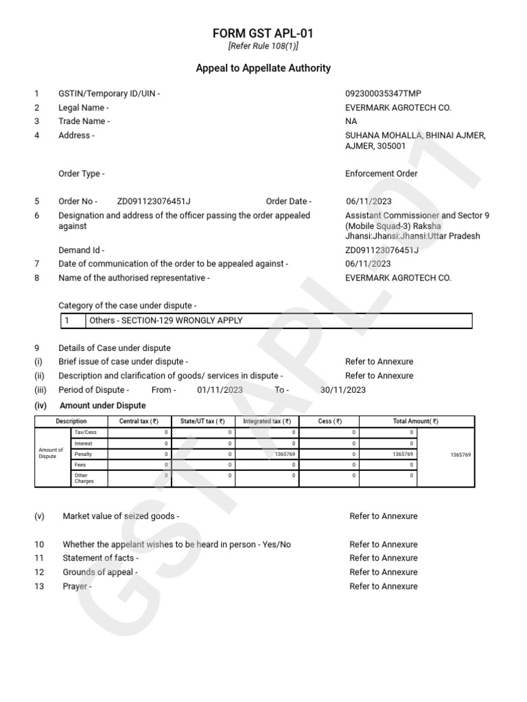 GST Apl-01 | PDF | Taxes | Interest